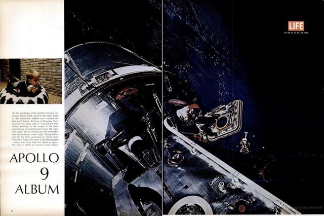 Apollo 9 The first US two-man spacewalk David Scott in the open hatch ...